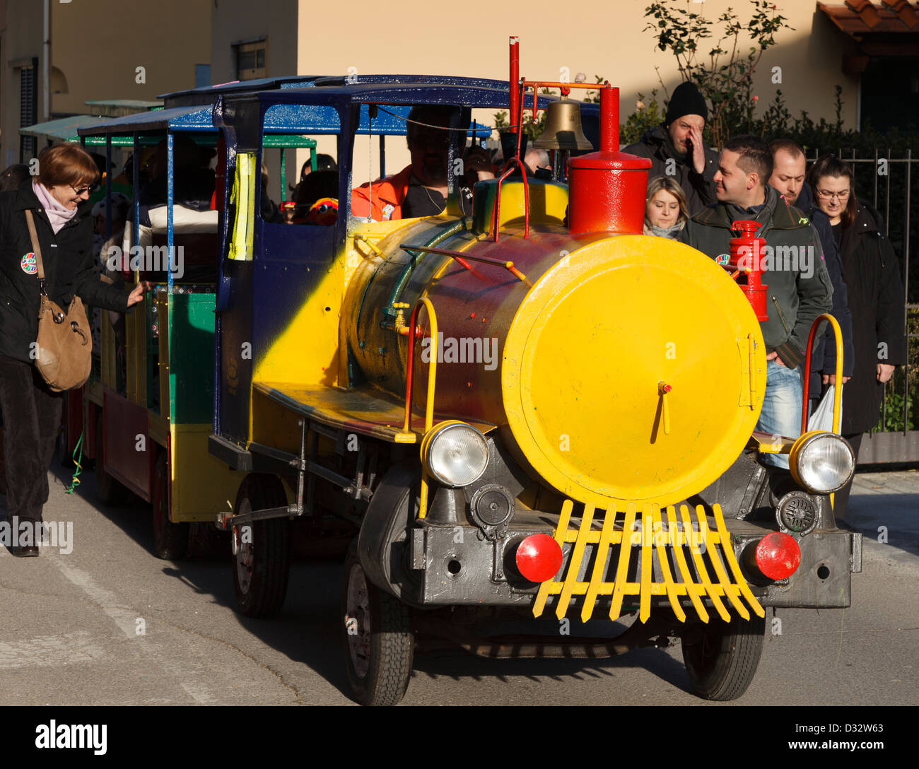 Carnival yellow train Stock Photo - Alamy
