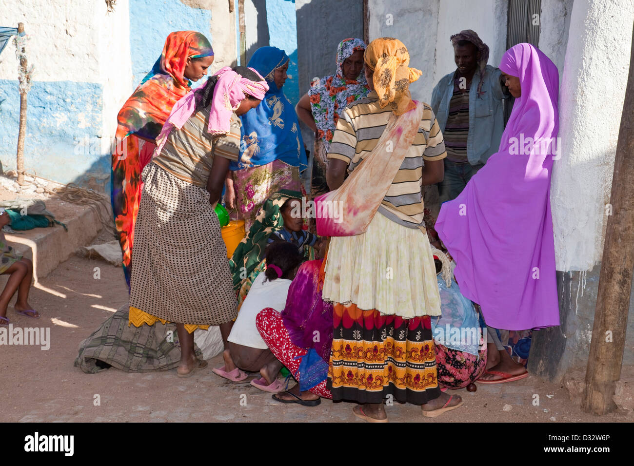 Colourful Street Scene, Jugol (Old Town) Harar, Ethiopia Stock Photo ...