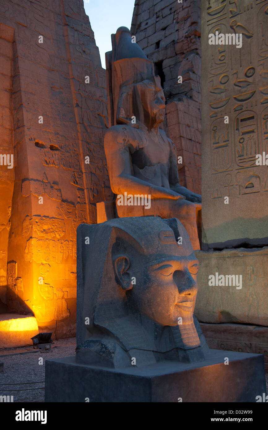 Colossal head of Ramses 2nd at the entrance to the first pylon built by ...