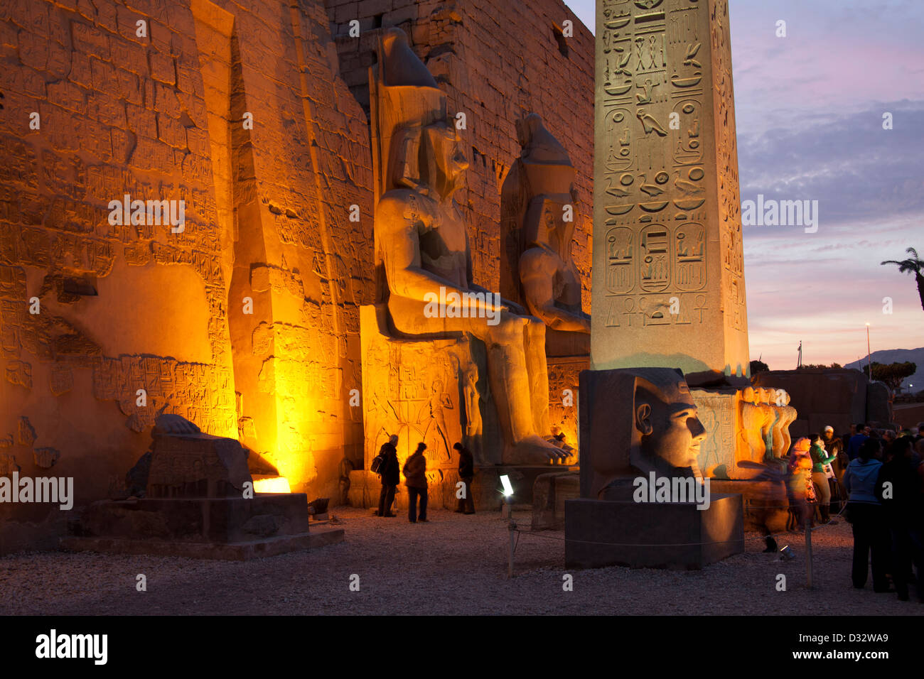 Statue of Ramses 2nd and obelisk by the first pylon built by Ramses ...