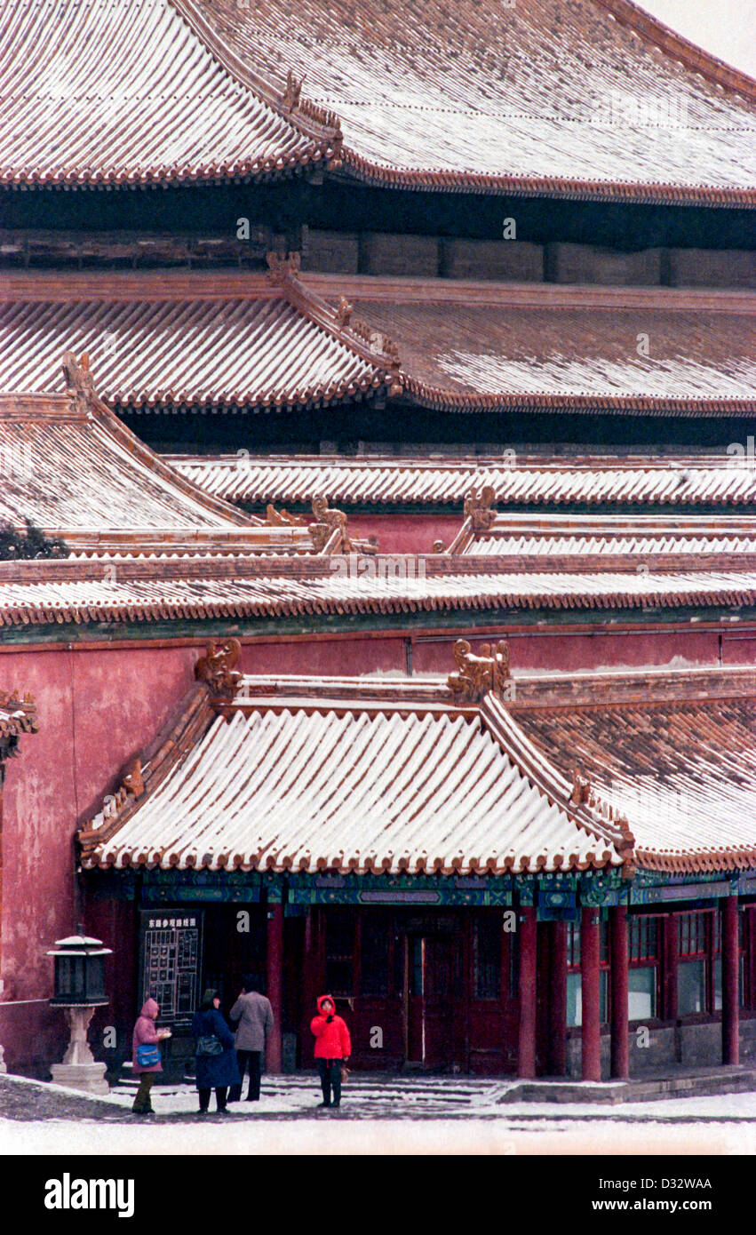 The Forbidden City during a snow storm in Beijing, China Stock Photo ...