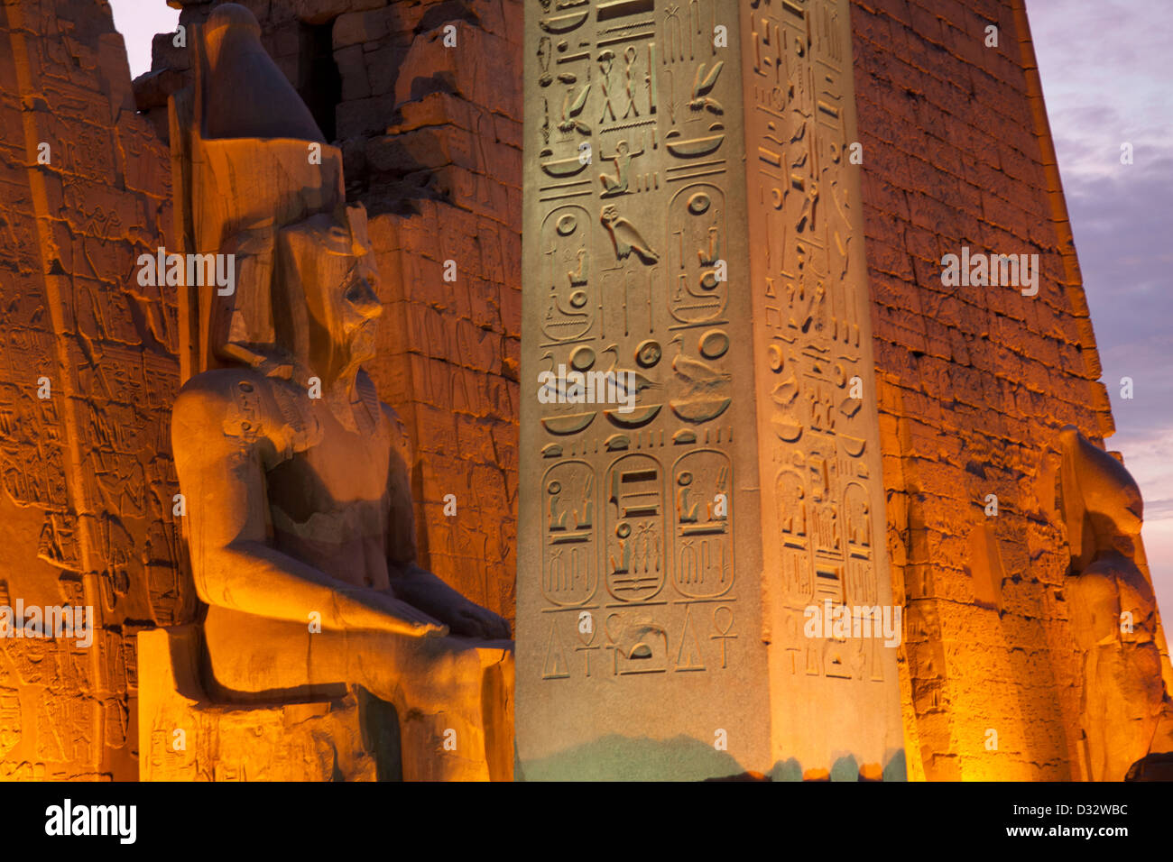 Statue of Ramses 2nd and obelisk by the first pylon built by Ramses ...