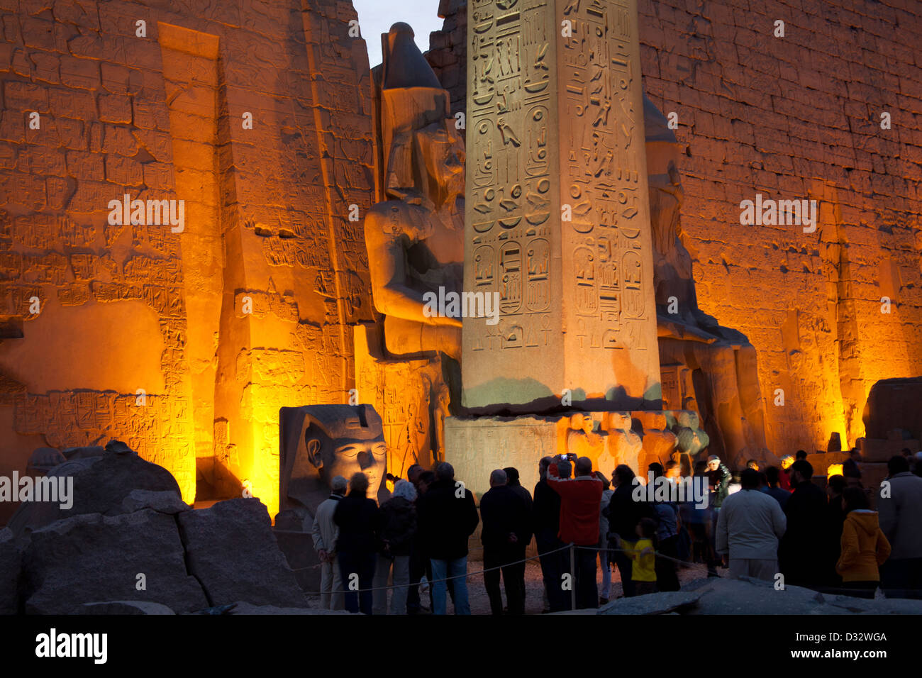 Statue of Ramses 2nd and obelisk by the first pylon built by Ramses ...