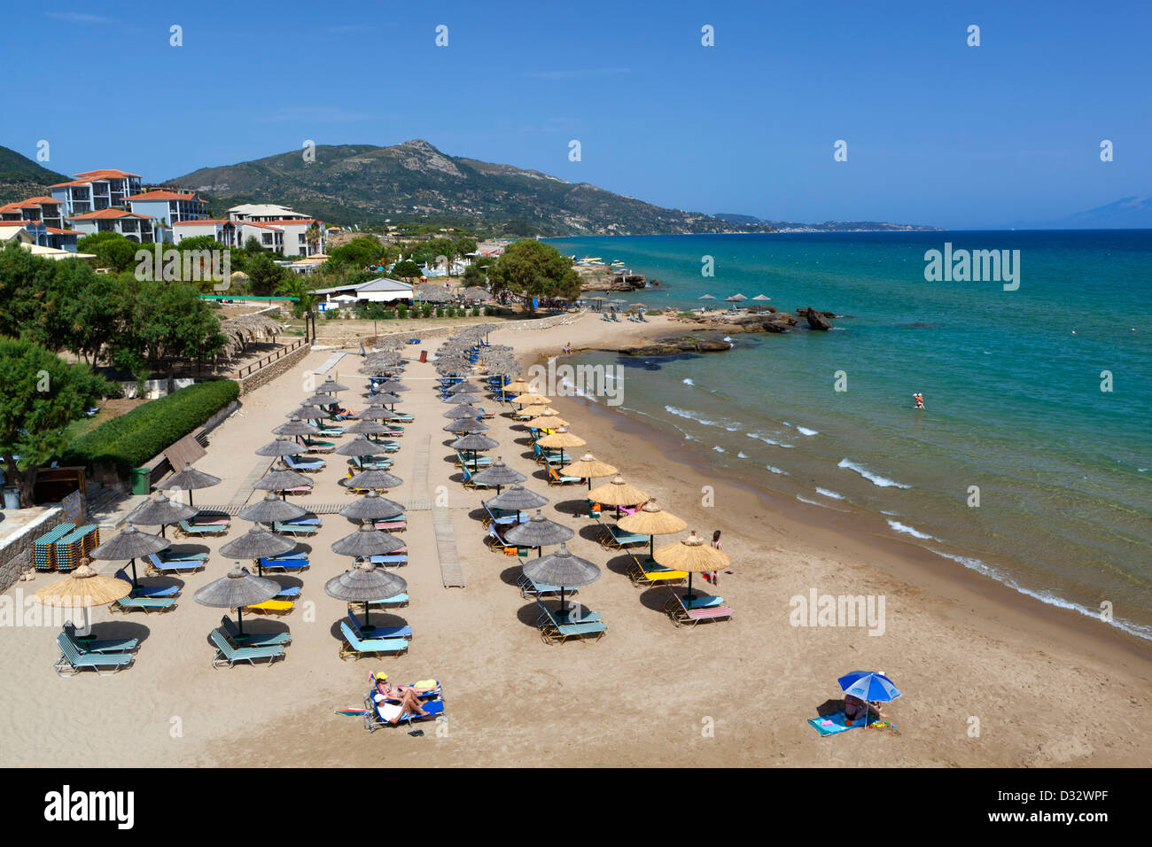 View over Plaka Beach Stock Photo - Alamy