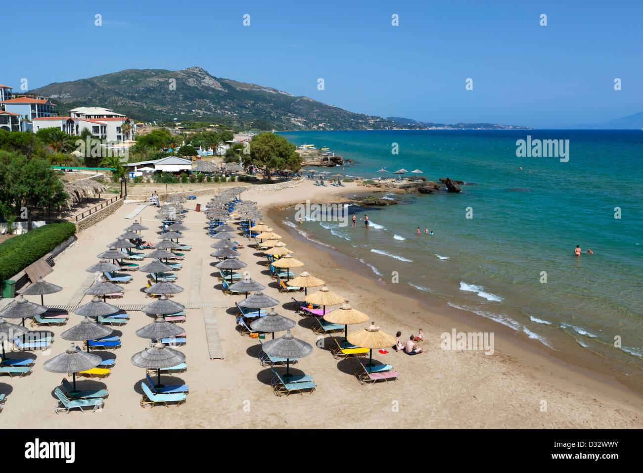 View over Plaka Beach Stock Photo - Alamy