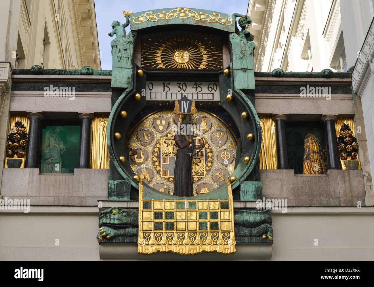 Anker clock on street in Vienna Austria Stock Photo - Alamy