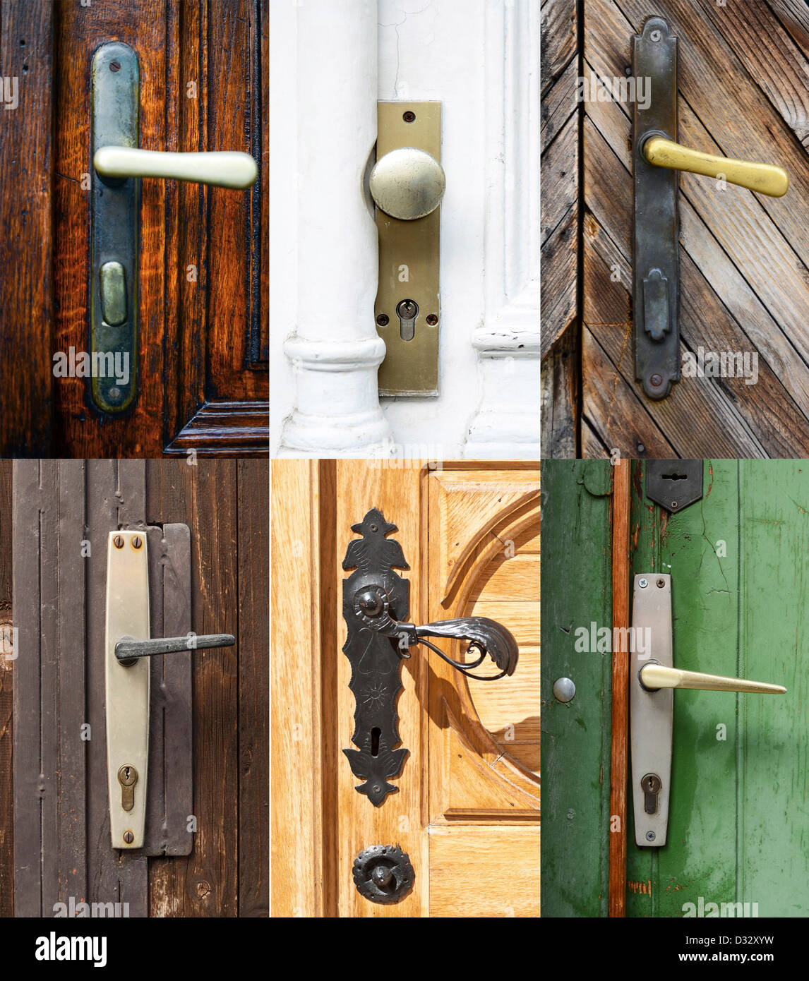 Antique door handles collage Stock Photo - Alamy