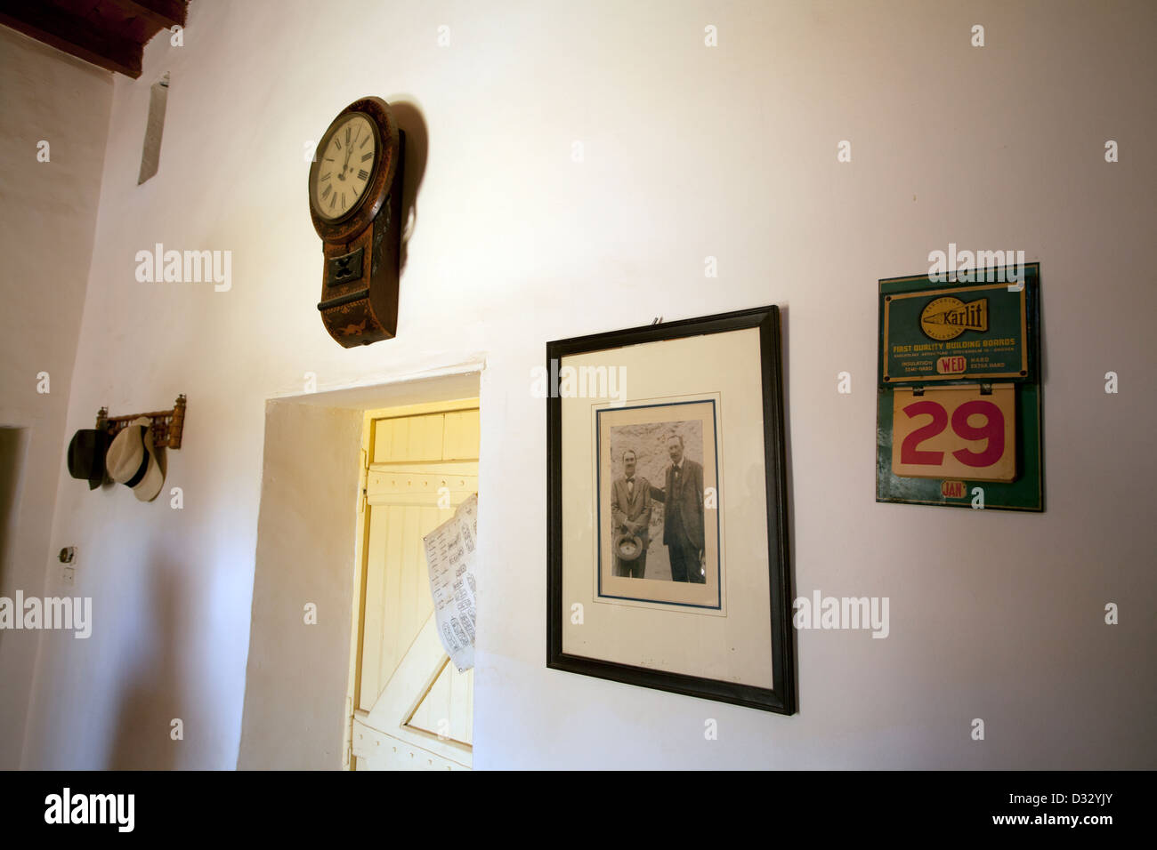 Wall in the study at the Howard Carter House Museum in Luxor Egypt ...