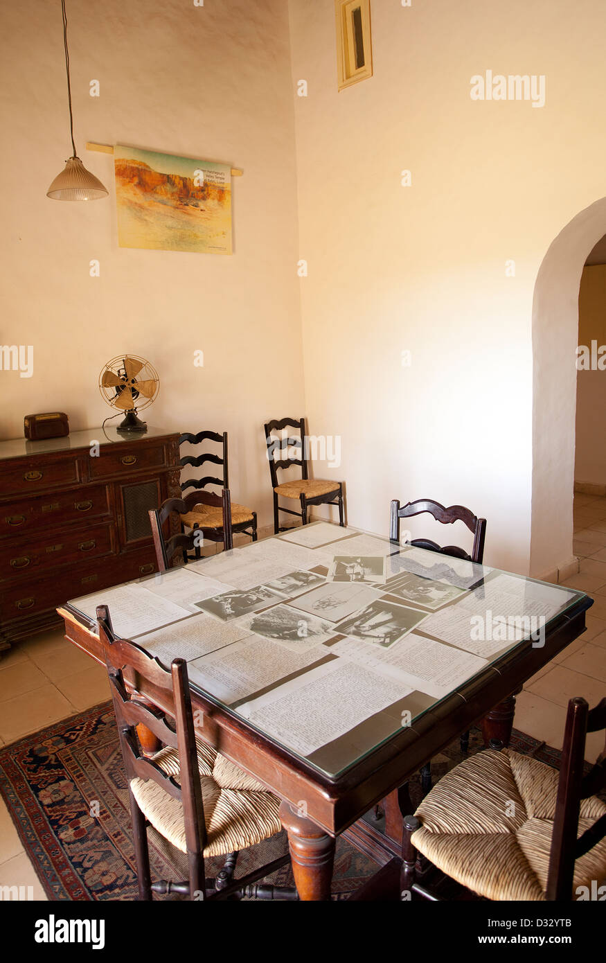 Howard Carter's dining room with cuttings relating to the discovery of ...