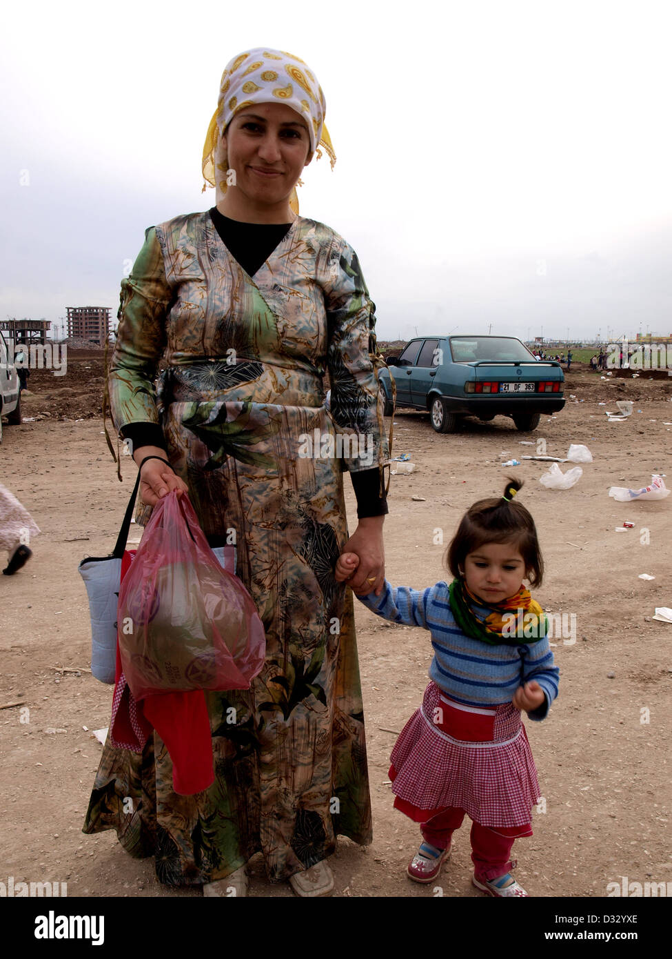 Kurdish mother with young daughter during Nevruz in Diyarbakir, Turkey ...
