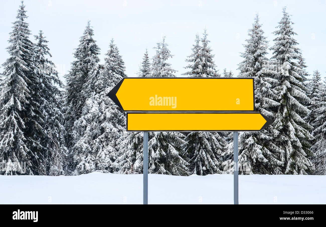 Blank yellow blue road signs hi-res stock photography and images - Alamy