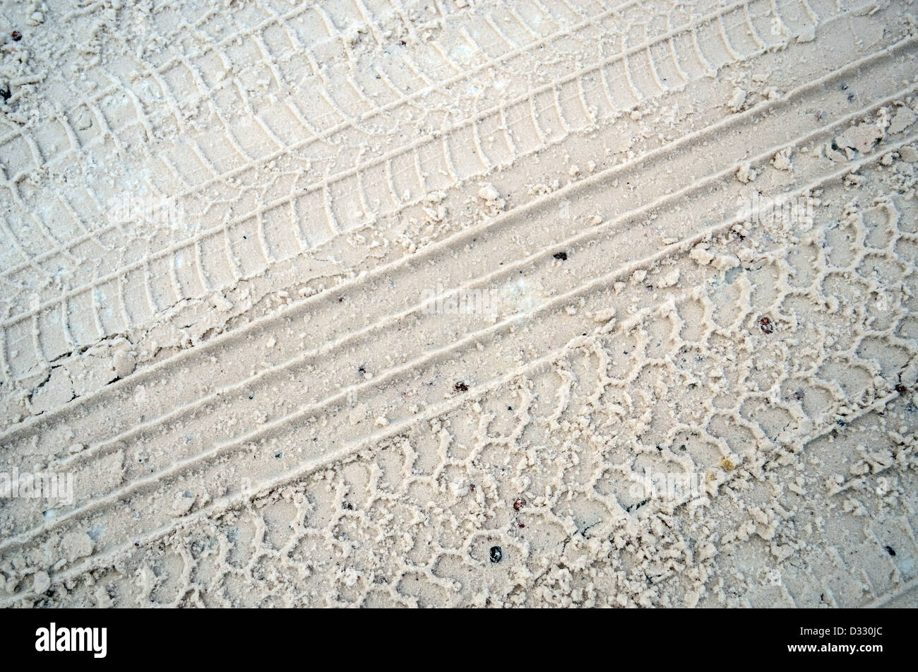 Car tracks on snow Stock Photo - Alamy