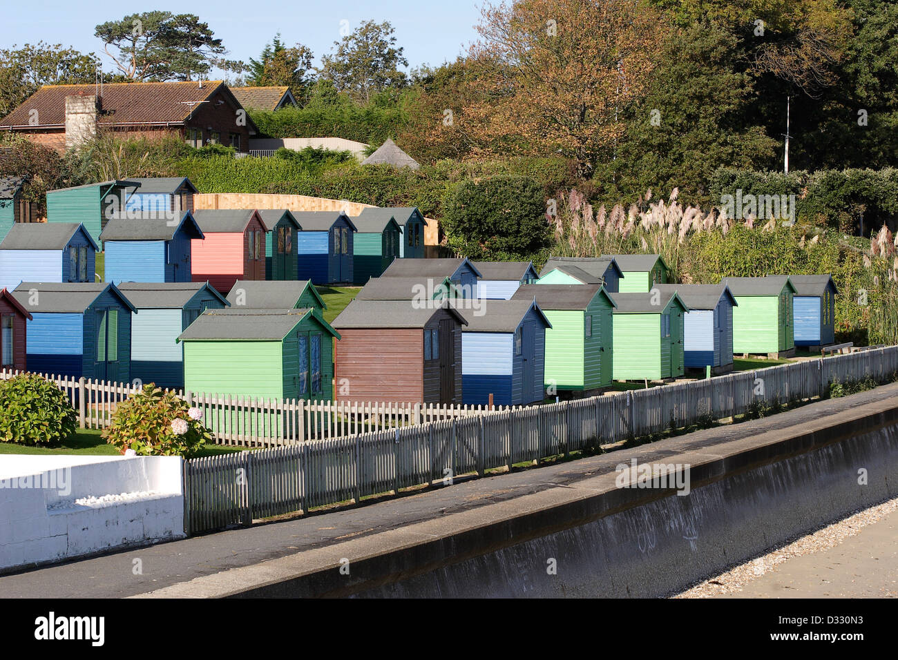 Bathing huts by the Bembridge coast Isle of Wight Stock Photo - Alamy