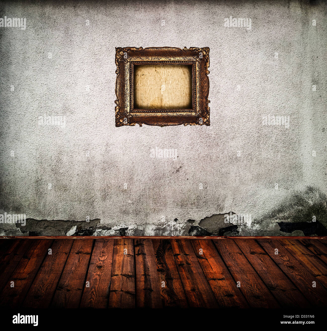 Empty old grunge room with old wall and photo frame Stock Photo - Alamy