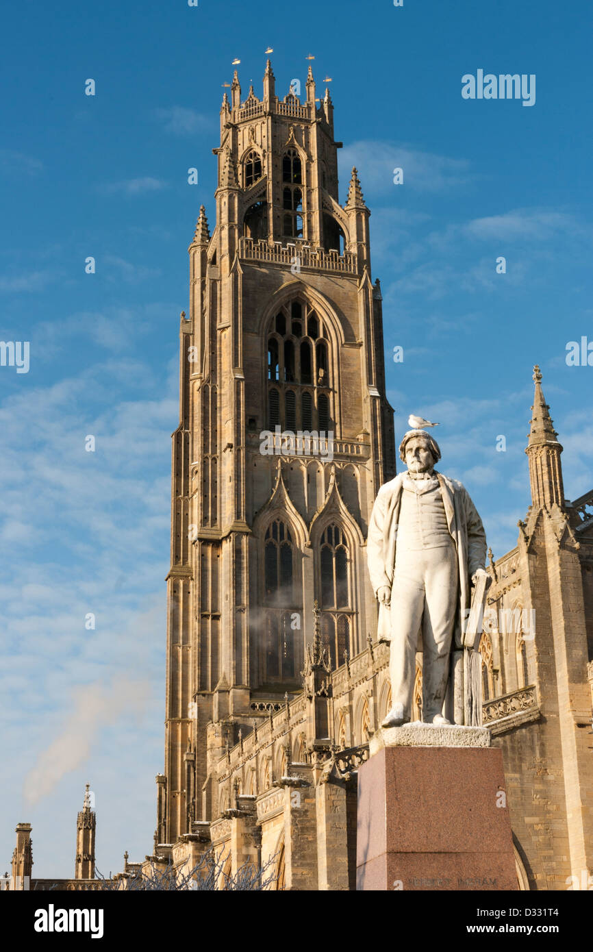A statue of Herbert Ingram in St Botolph's churchyard. Boston, Uk Stock ...
