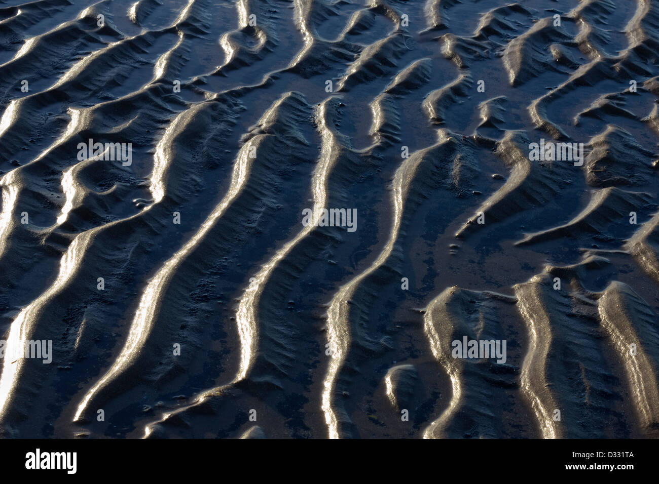 Wave-formed ripples on a beach Stock Photo - Alamy