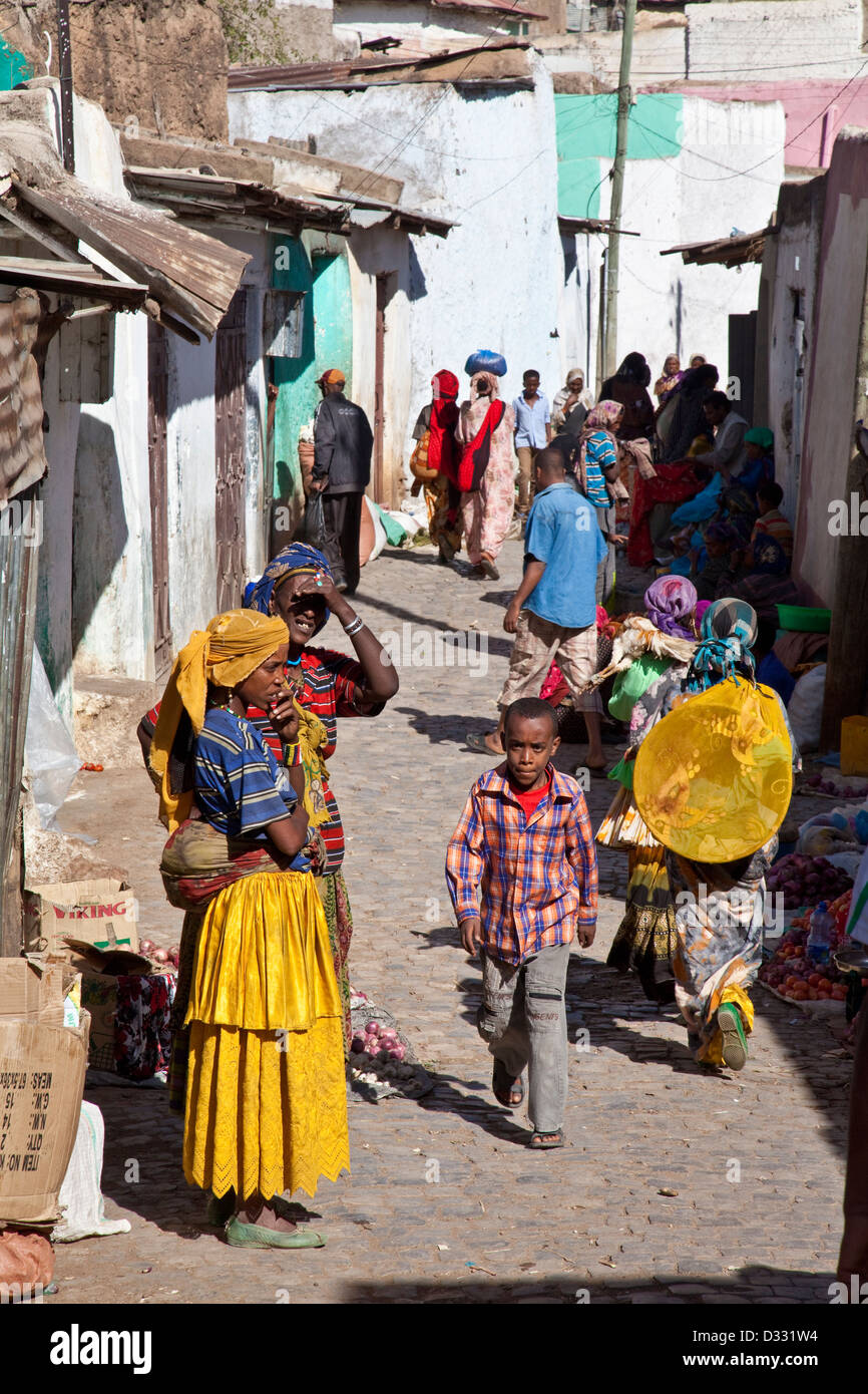 Colourful Streetscene, Jugol (Old Town) Harar, Ethiopia Stock Photo - Alamy