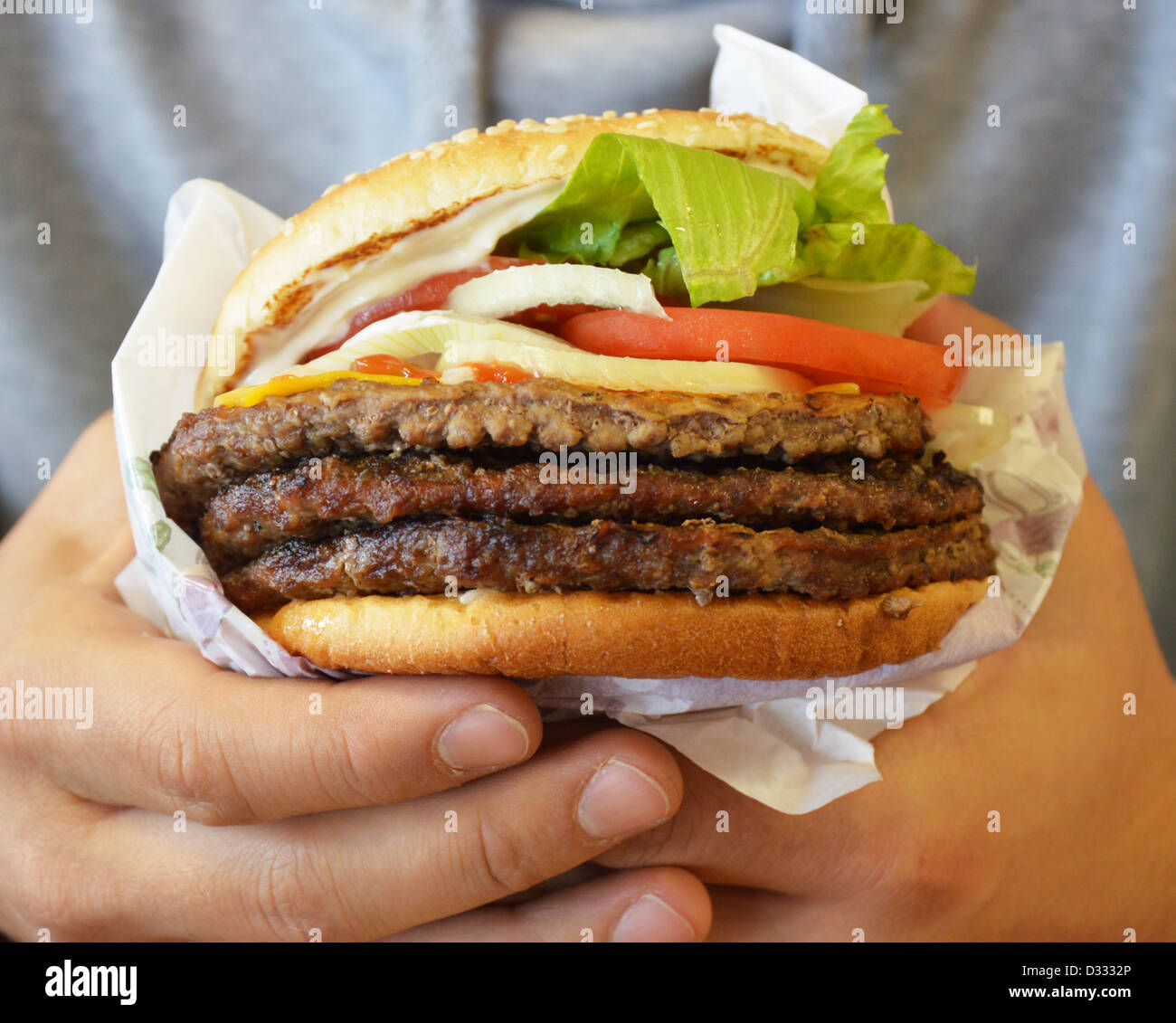 Hands holding big tasty Cheeseburger Stock Photo - Alamy