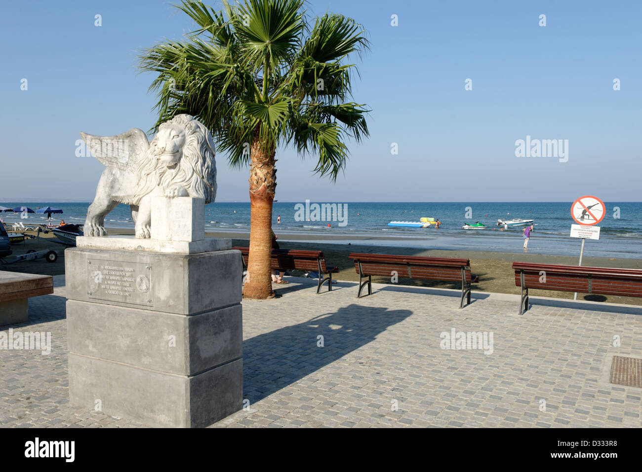Venetian lion monument on waterfront Larnaca Cyprus. This Stock Photo ...