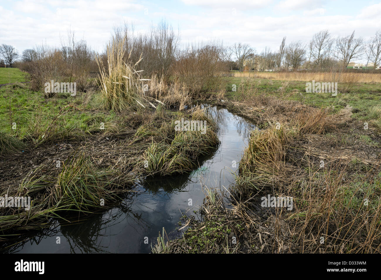 Meandering section channel vegetated flood hi-res stock photography and ...