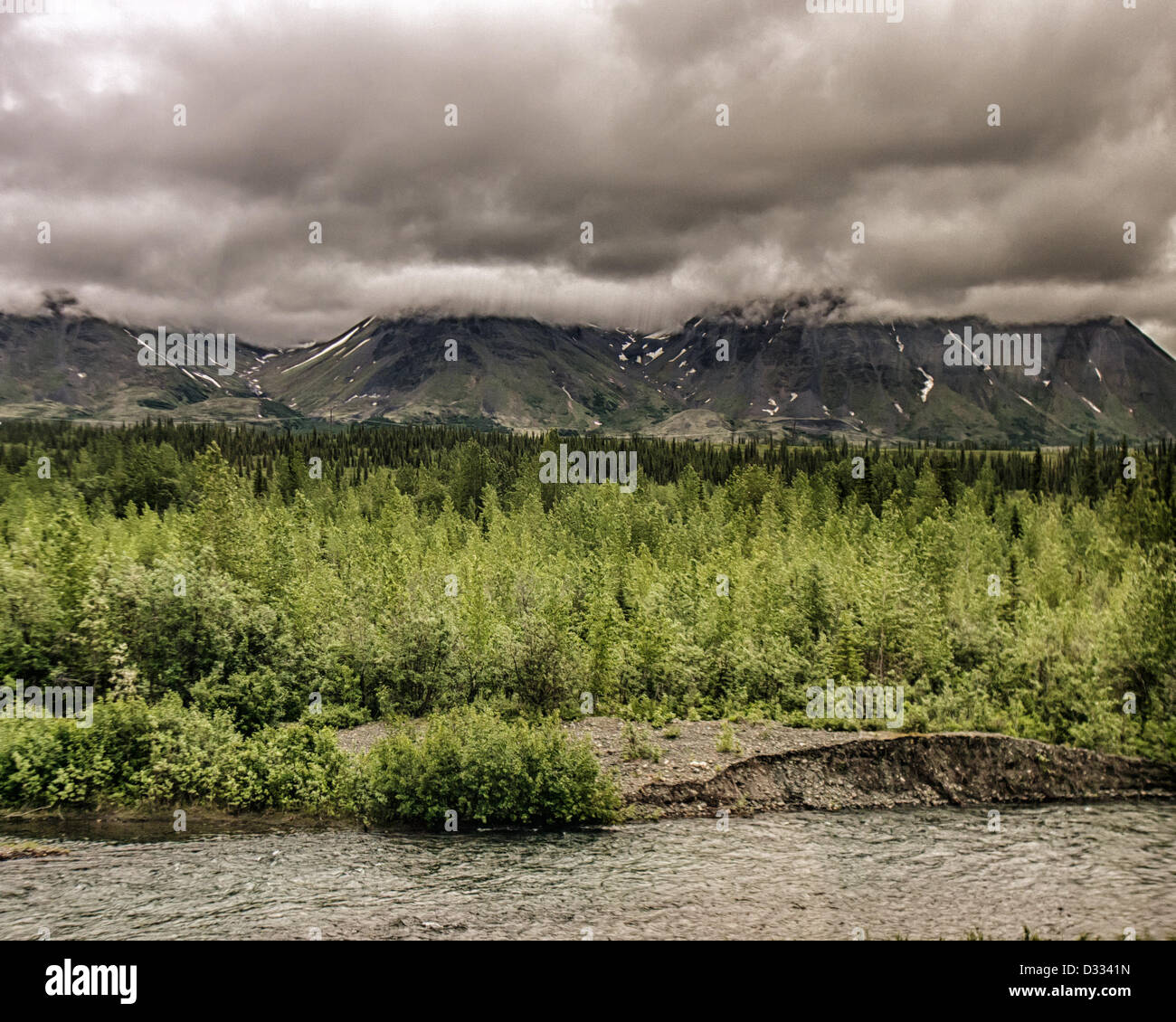 June 28, 2012 - Broad Pass, Alaska, US - Summit Lake in Broad Pass, at ...