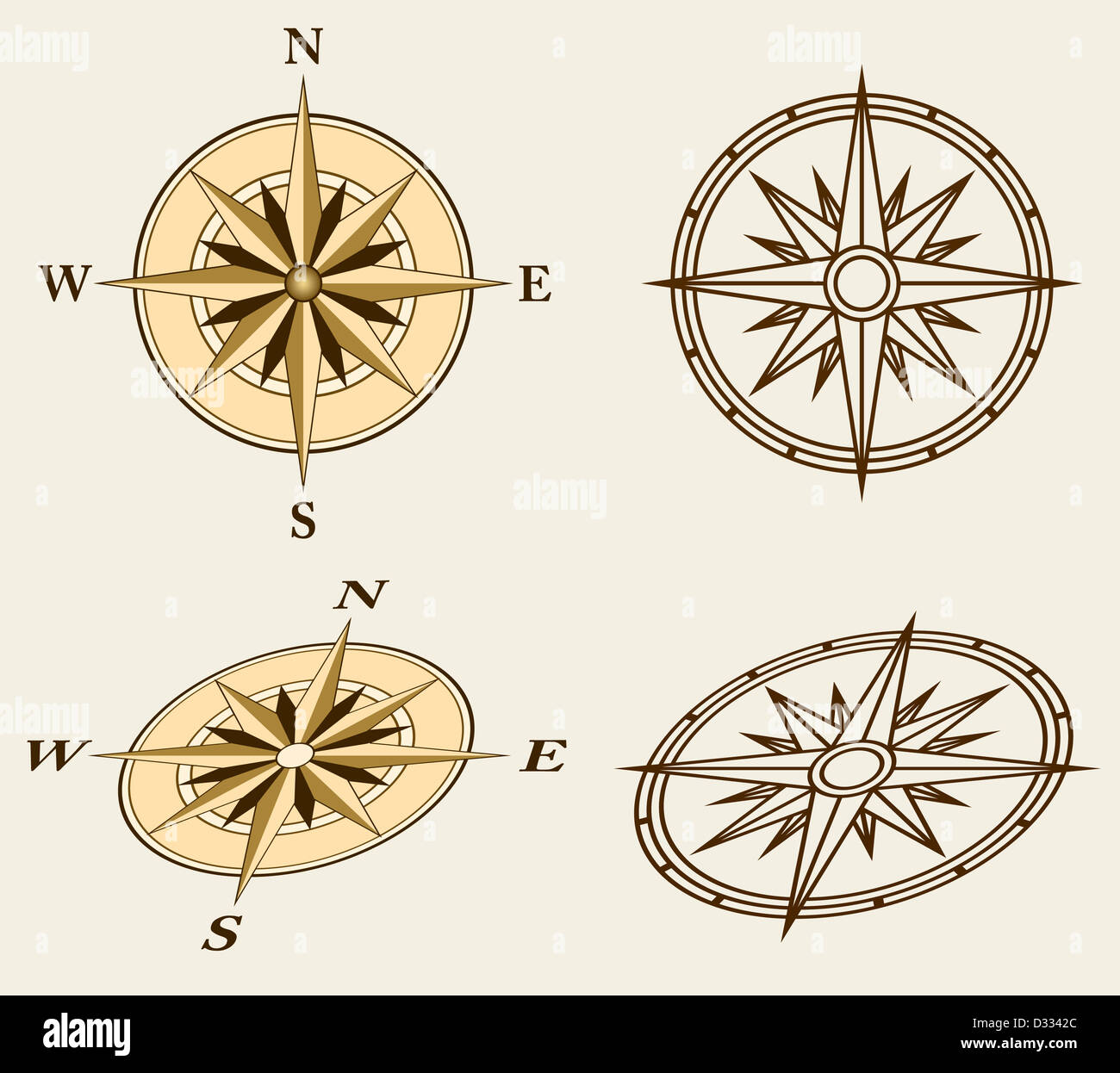 Two Compasses with variations on perspective Stock Photo - Alamy