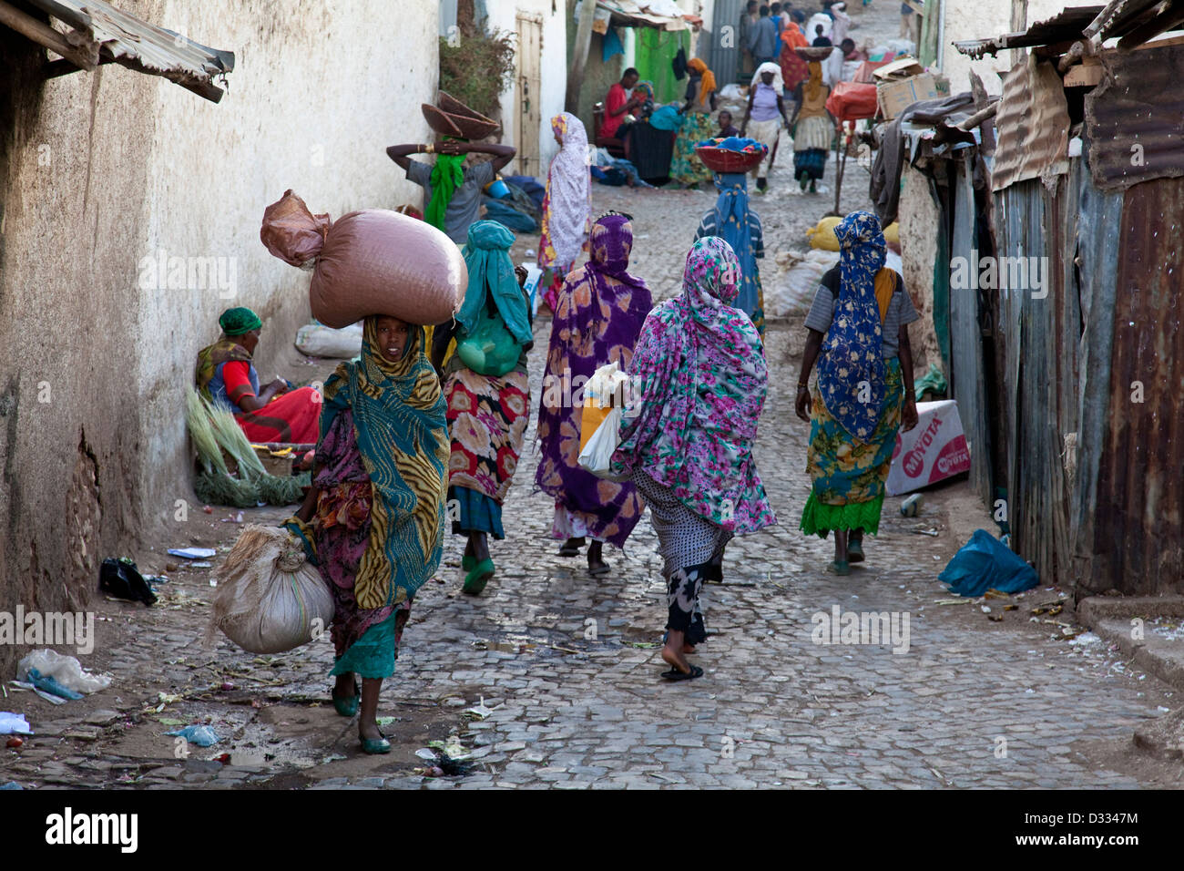 Colourful Streetscene, Jugol (Old Town) Harar, Ethiopia Stock Photo - Alamy
