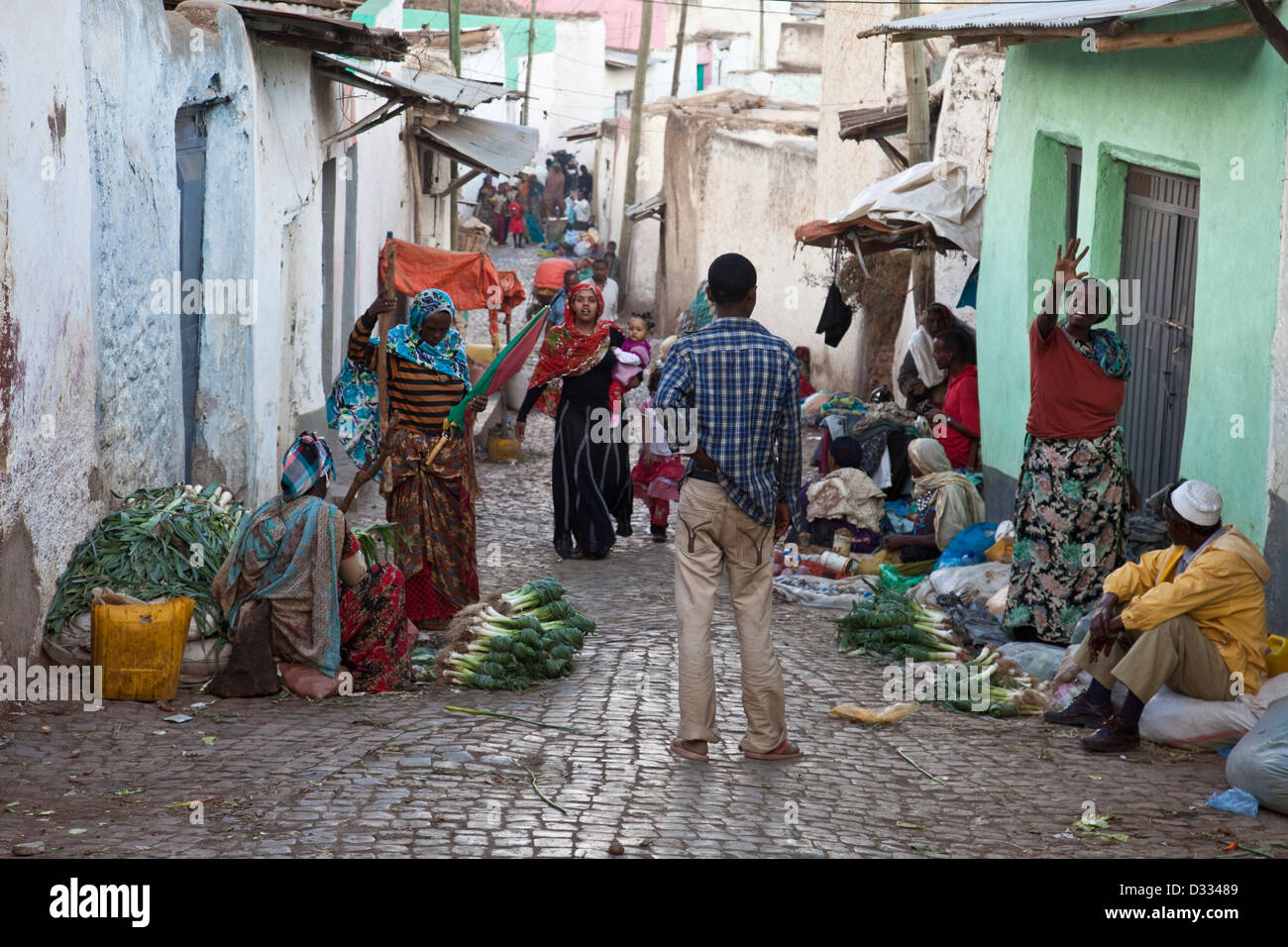 Colourful Streetscene, Jugol (Old Town) Harar, Ethiopia Stock Photo - Alamy