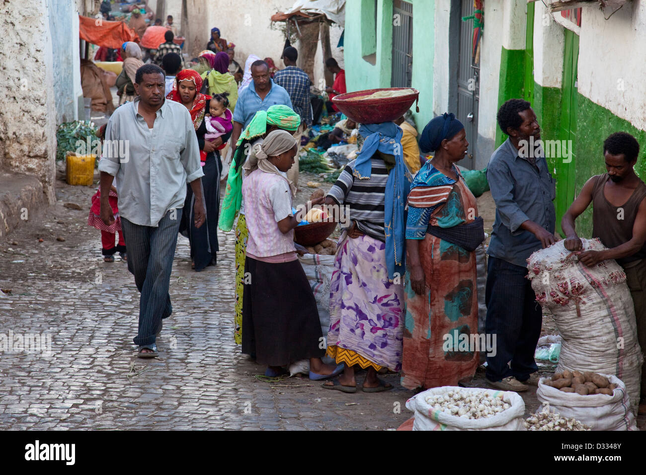Colourful Streetscene, Jugol (Old Town) Harar, Ethiopia Stock Photo - Alamy