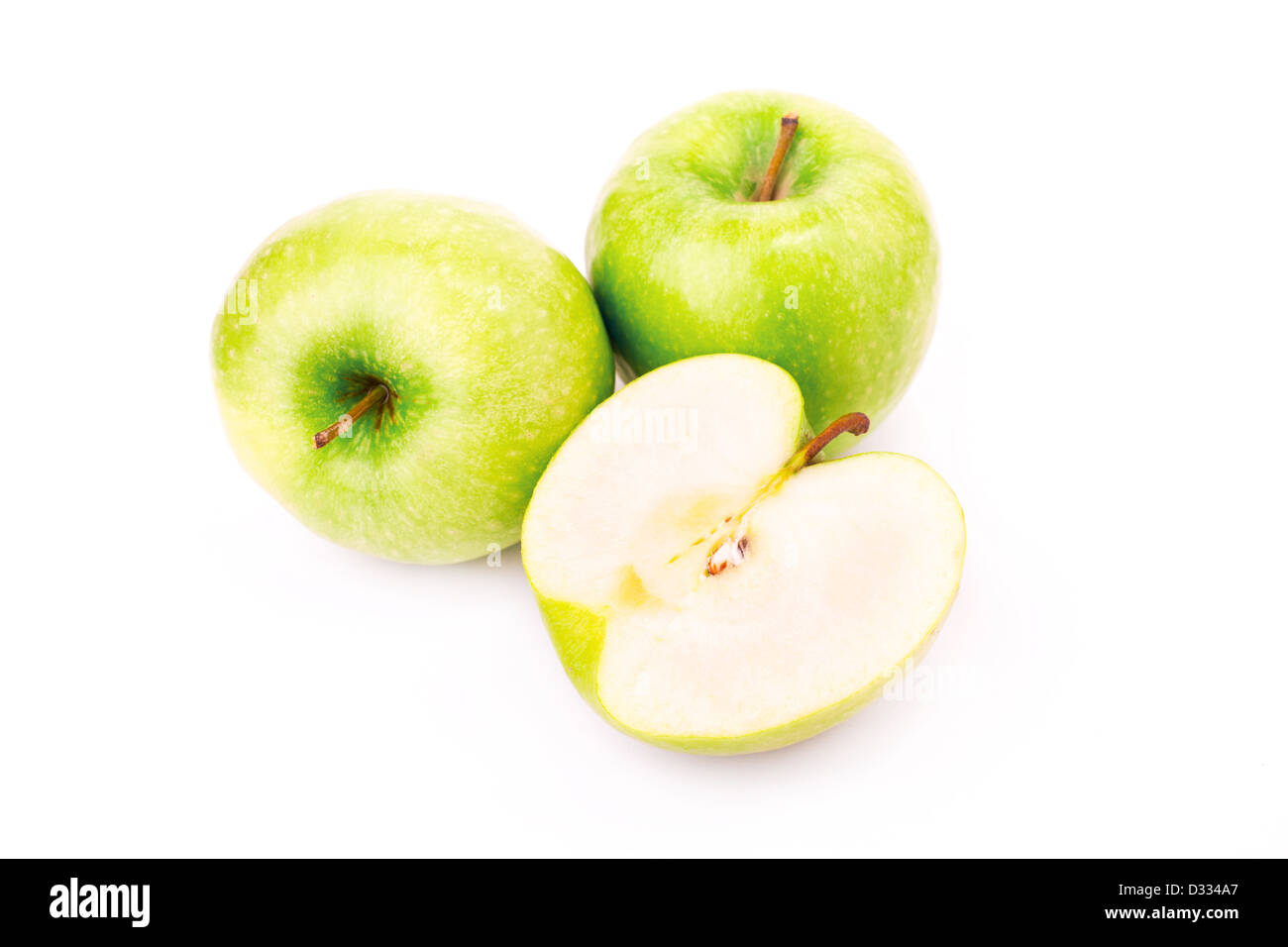 Fresh green apples isolated on white Stock Photo - Alamy