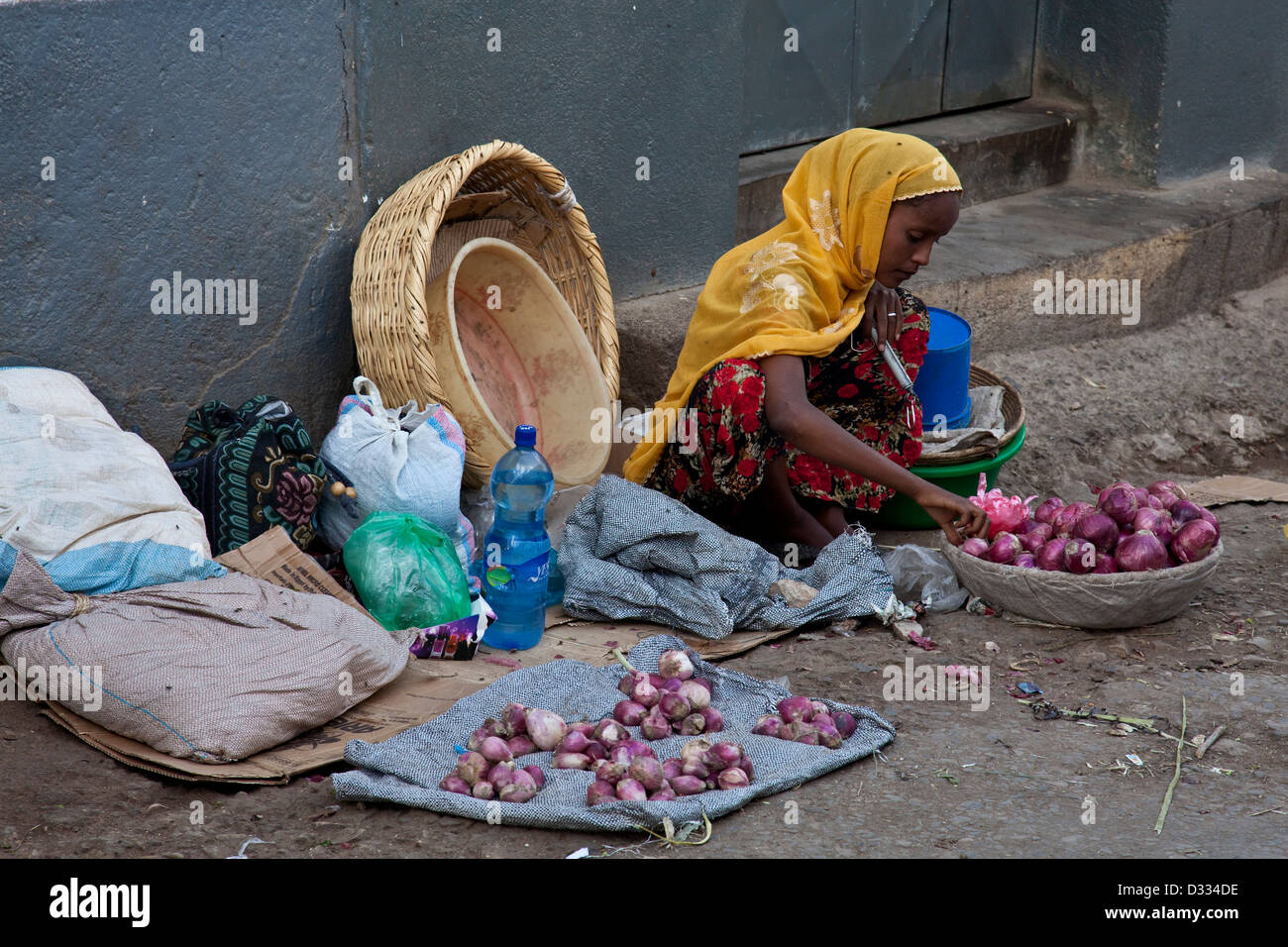 Colourful Street Market, Jugol (Old Town) Harar, Ethiopia Stock Photo ...