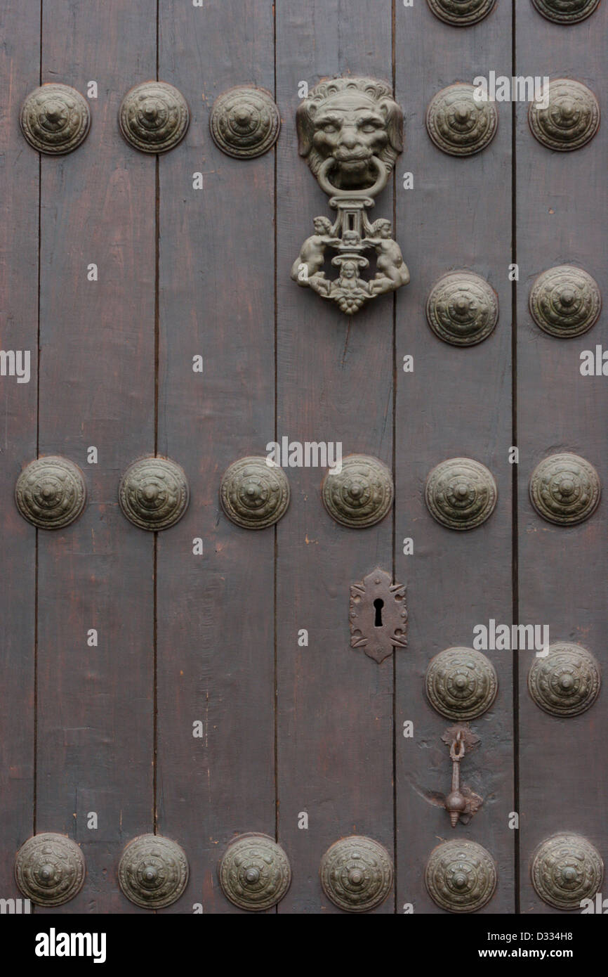 door key lock historic cathedral Lima Peru door knocker Stock Photo - Alamy