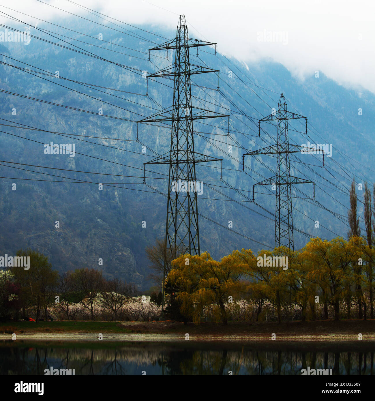 Forest fire power lines hi-res stock photography and images - Alamy