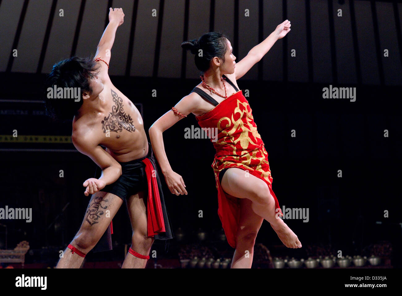 A Javanese dance troupe perform a contemporary dance in Solo (Surakarta ...