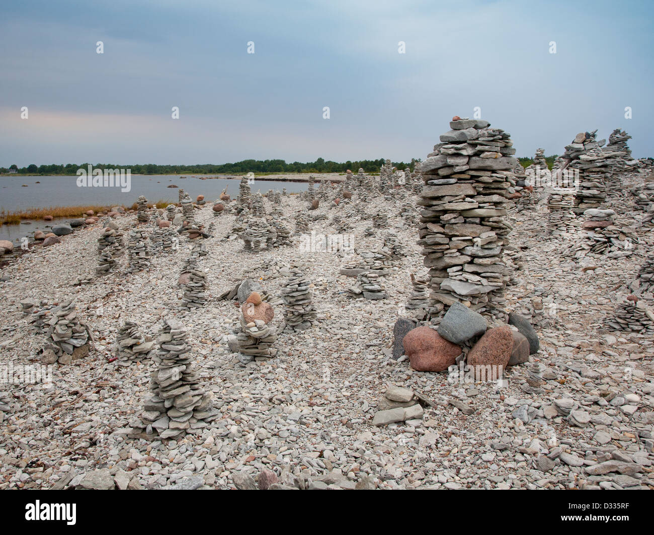 Stone Towers on the Beach Stock Photo - Alamy