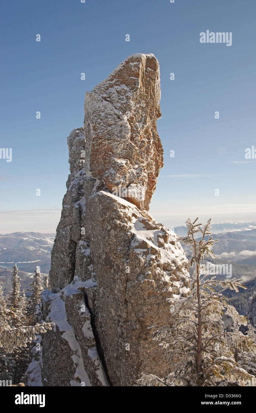 Weird rock formation with the blue sky in the winter Stock Photo - Alamy