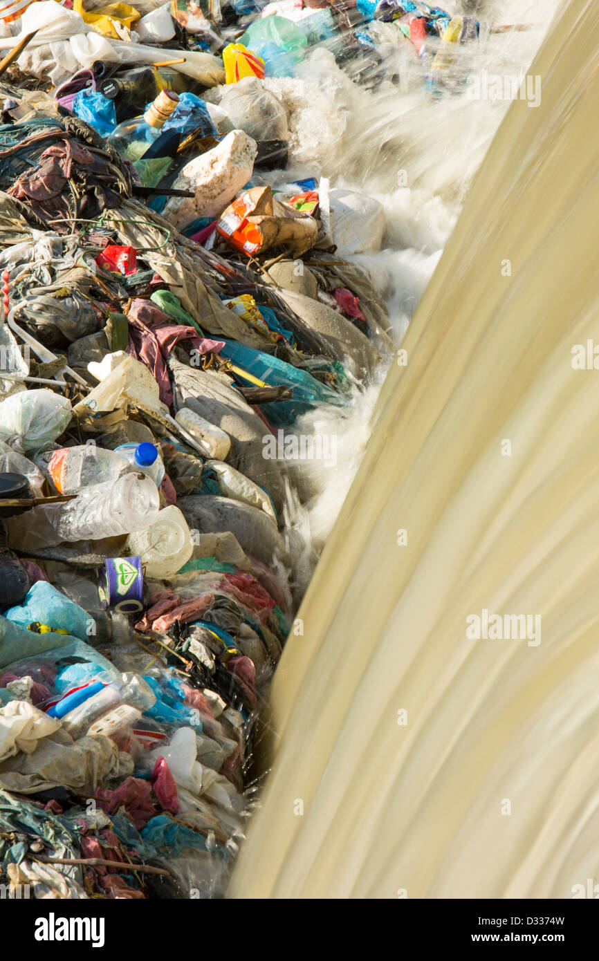 The Bishnumati river running through Kathmandu in Nepal. The river is ...