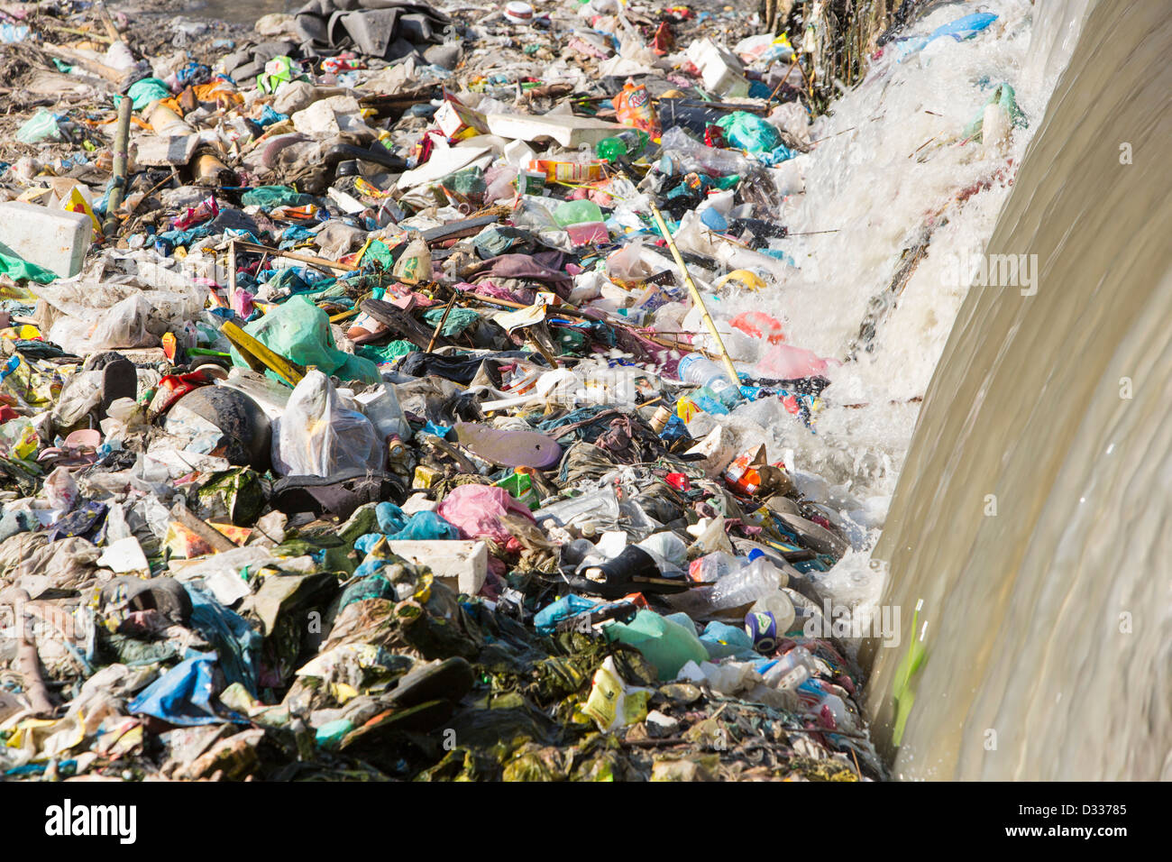 The Bishnumati river running through Kathmandu in Nepal. The river is ...