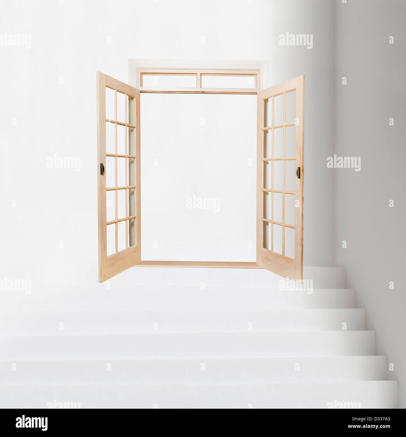 Open White French Doors