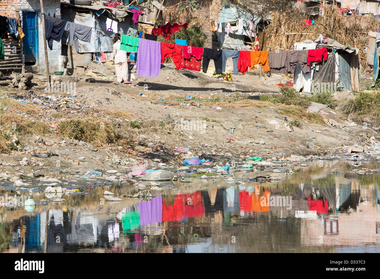 The Bishnumati river running through Kathmandu in Nepal. The river is ...