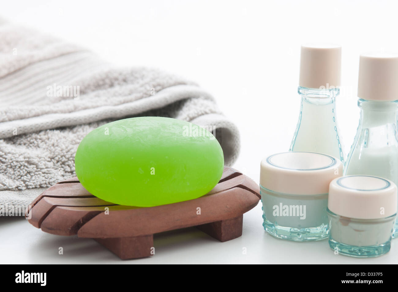 Beautiful aloe vera soap, with spa lotions and towl for a relaxing time ...