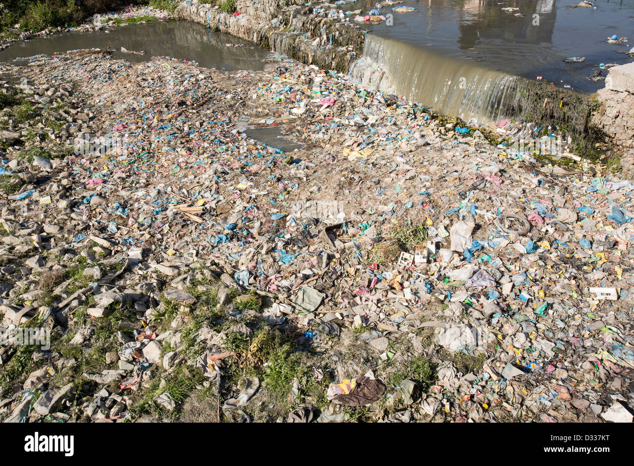 The Bishnumati river running through Kathmandu in Nepal. The river is ...