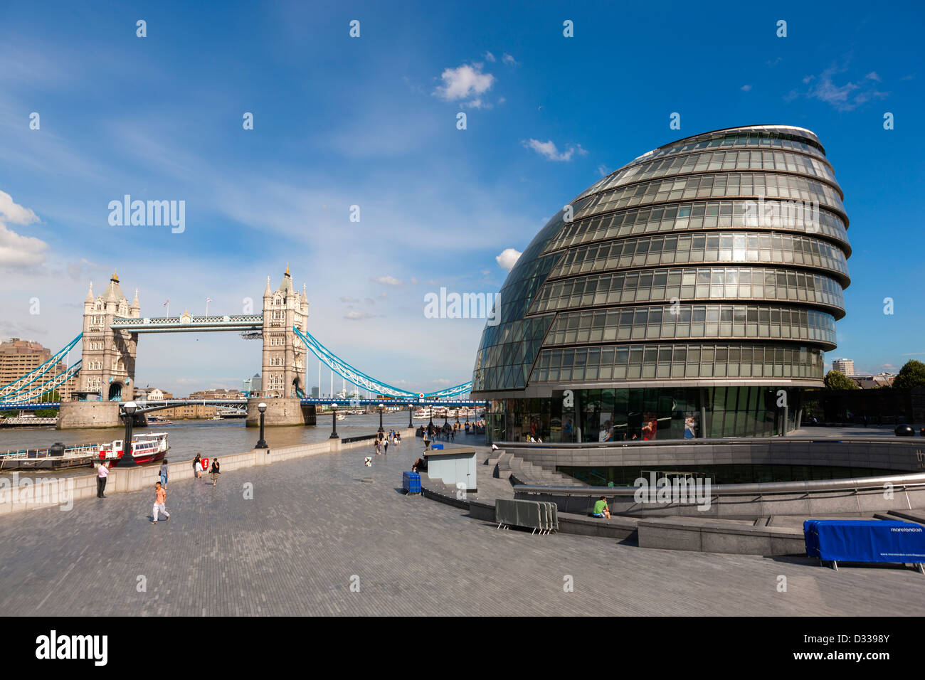 City Hall designed by the architect Norman Foster and Tower Bridge in ...