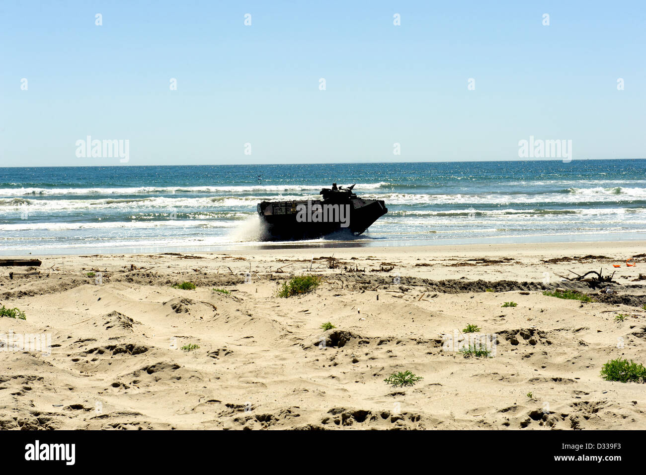 U.S. Marine Corp Amphibious Assault Vehicle AAV on a training beach ...
