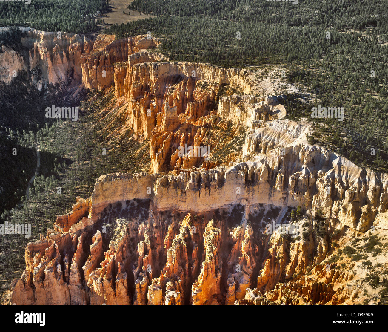 U.S.A., Utah, Bryce Canyon National Park, aerial view of the pink ...