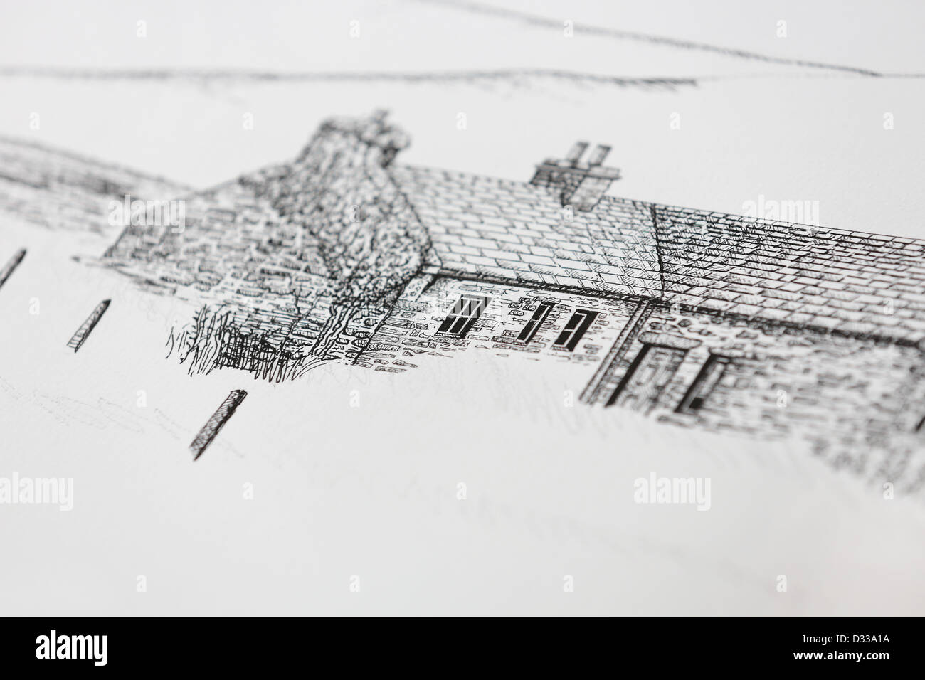 Black and white line drawing scotland hi-res stock photography and ...