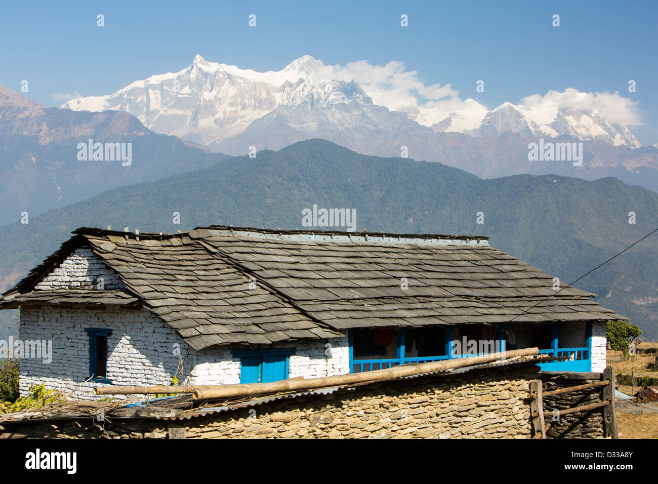 A traditional Nepalese mountain house below Annapurna Stock Photo - Alamy