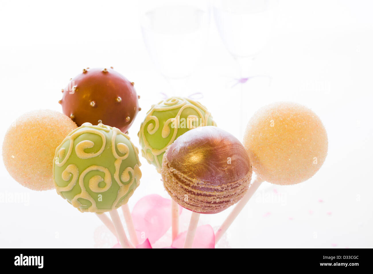 Cake pops decorated for the wedding party Stock Photo - Alamy