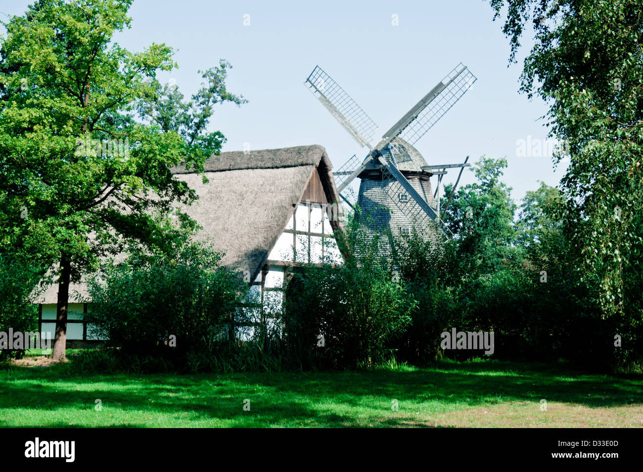 Windmill in Cloppenburg Museum Village - Museumsdorf , Germany Stock ...