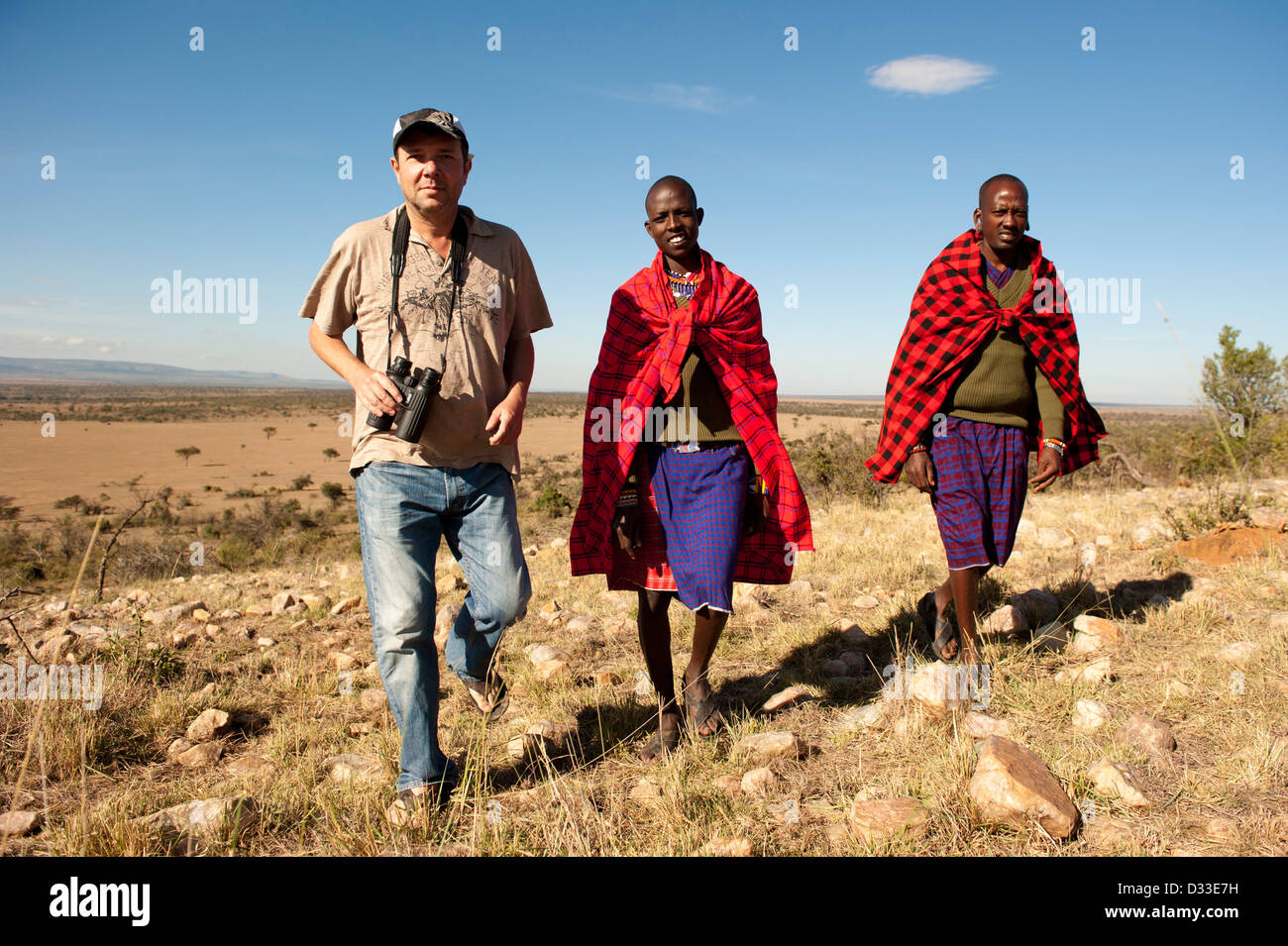 Walking safari with Masai guides, Maasai Mara National Reserve, Kenya ...